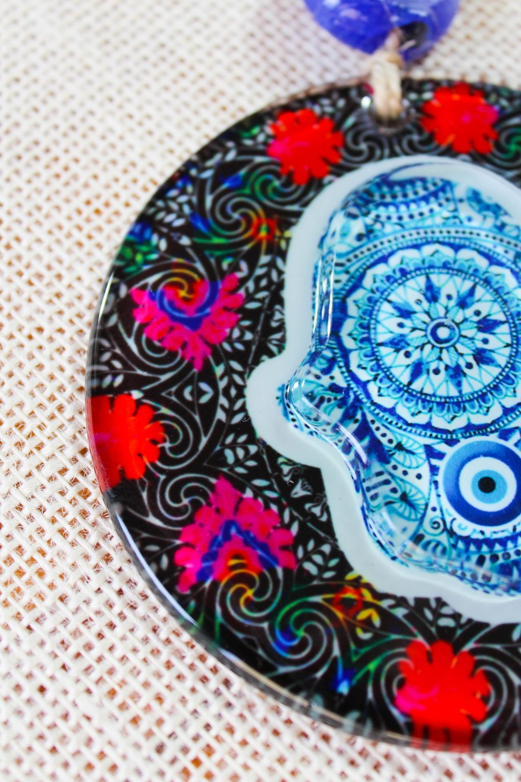 Hamsa Hand Evil Eye 3D Glass Wall Ornament - Shop of Turkey - Buy from ...